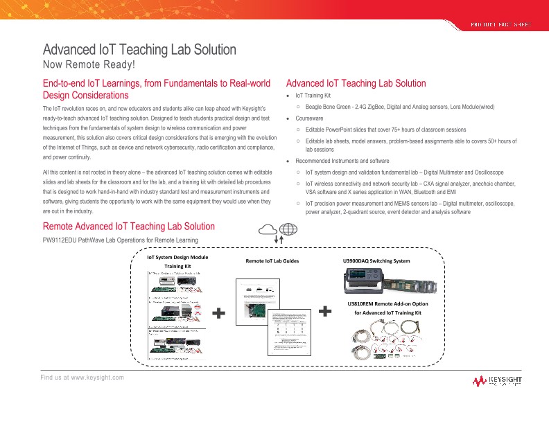 Advanced IoT Teaching Lab Solution PDF Asset Page Keysight